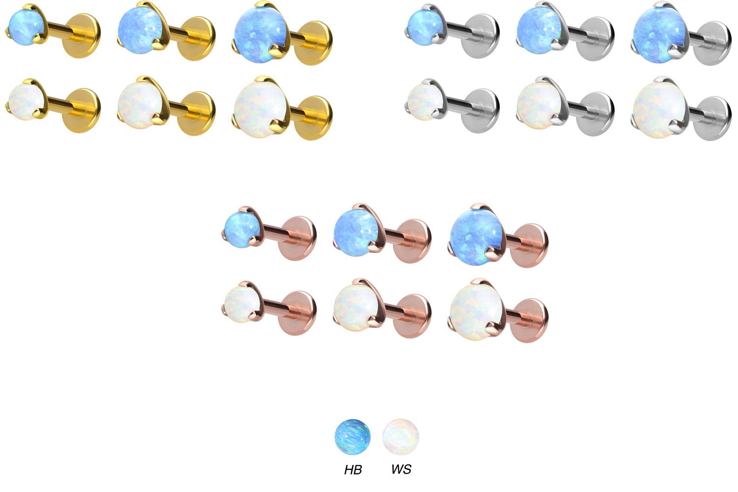 Titanium labret with internal thread SYNTHETIC OPAL | PIERCINGLINE